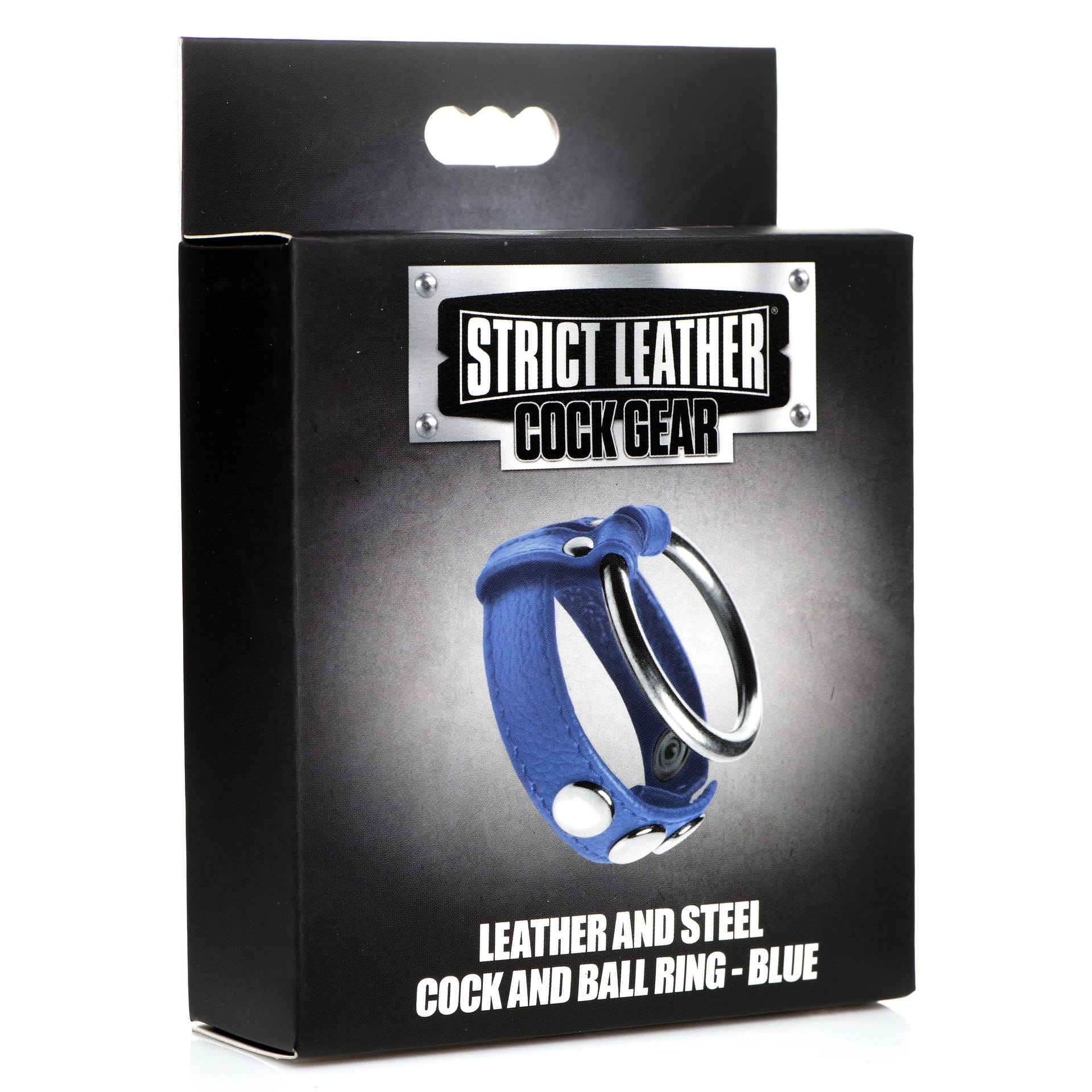 Leather and Steel Cock and Ball Ring – Blue – The BDSM Toy Shop